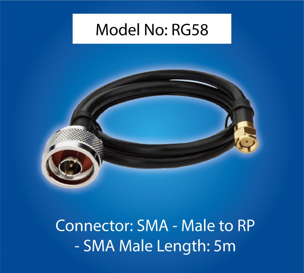 RG58 Connector: SMA Male to RP SMA Male – 5m - Roofify
